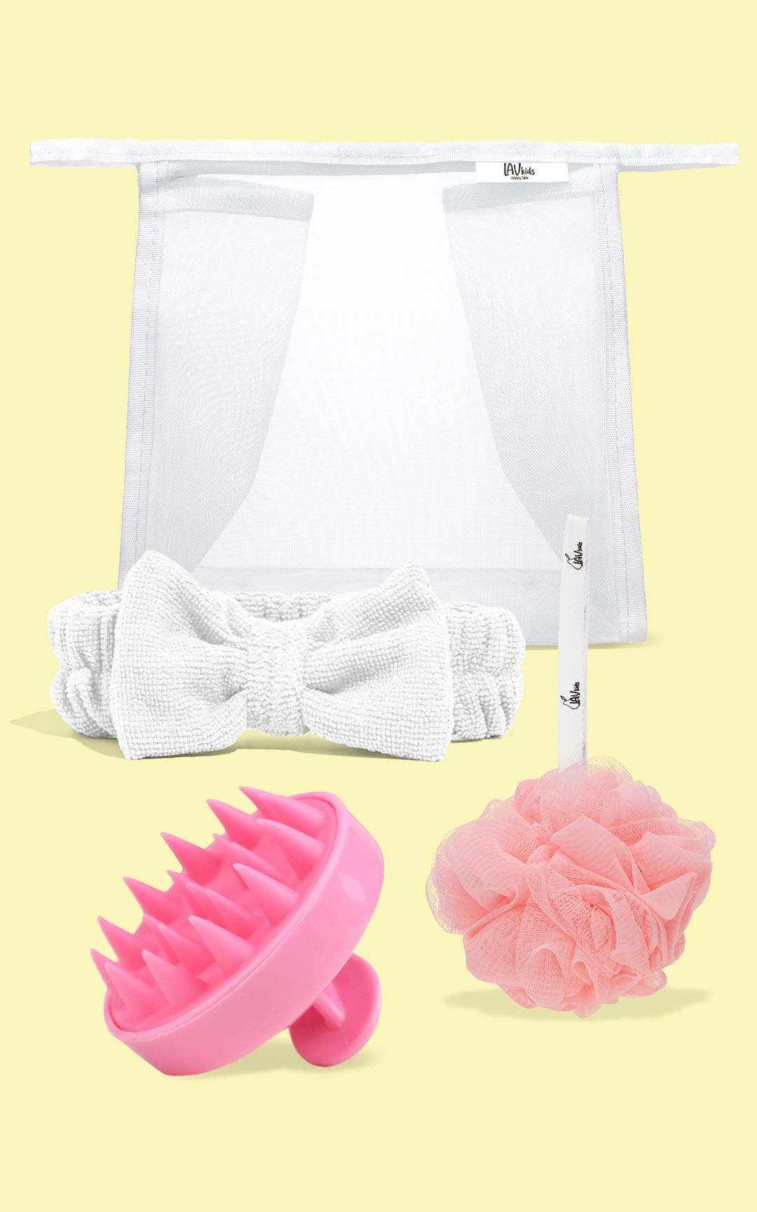 Large Toiletries Bag + Headband + Gentle Bath Sponge + Scalp Massager
